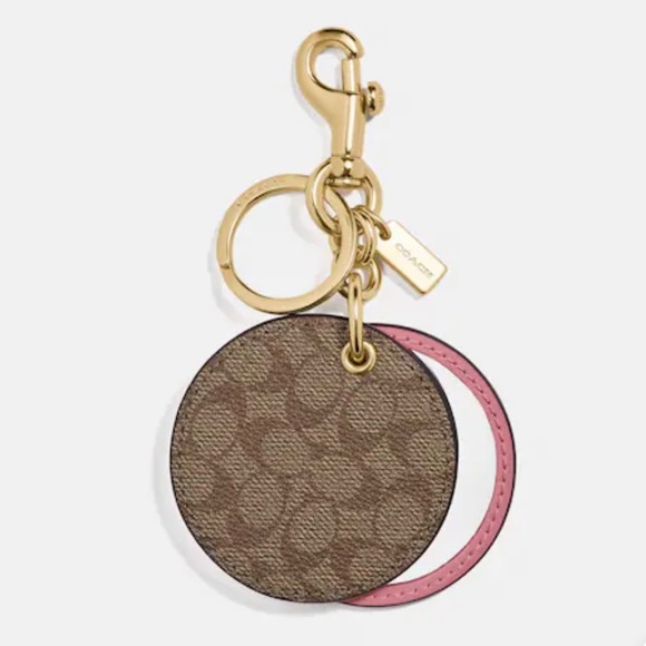 Coach | Accessories | Coach Pink Mirror Bag Charm Keychain Fob In ...